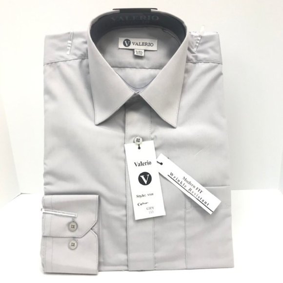 Valerio | Shirts | Valerio Mens Gray Dress Shirt Convertible Cuff ...